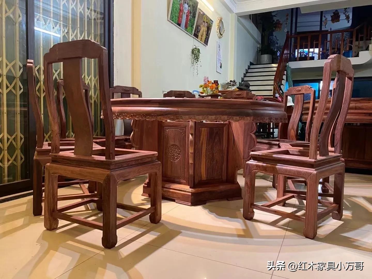 Laos flower branch Bali rosewood red acid branch 160 round table ...