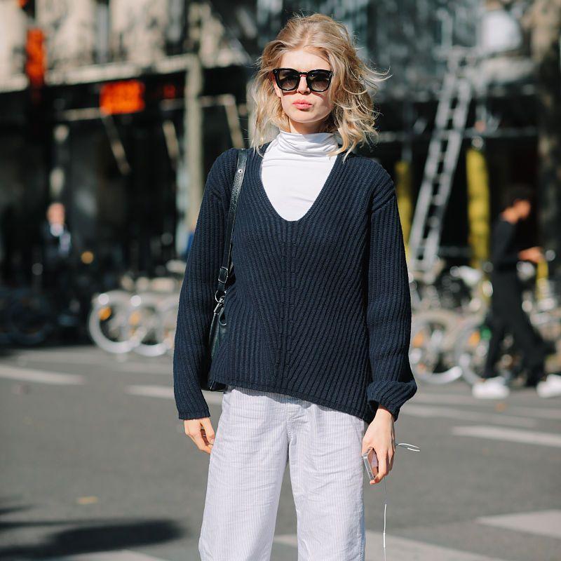 In the warm spring season, sweaters + shirts are very suitable for ...