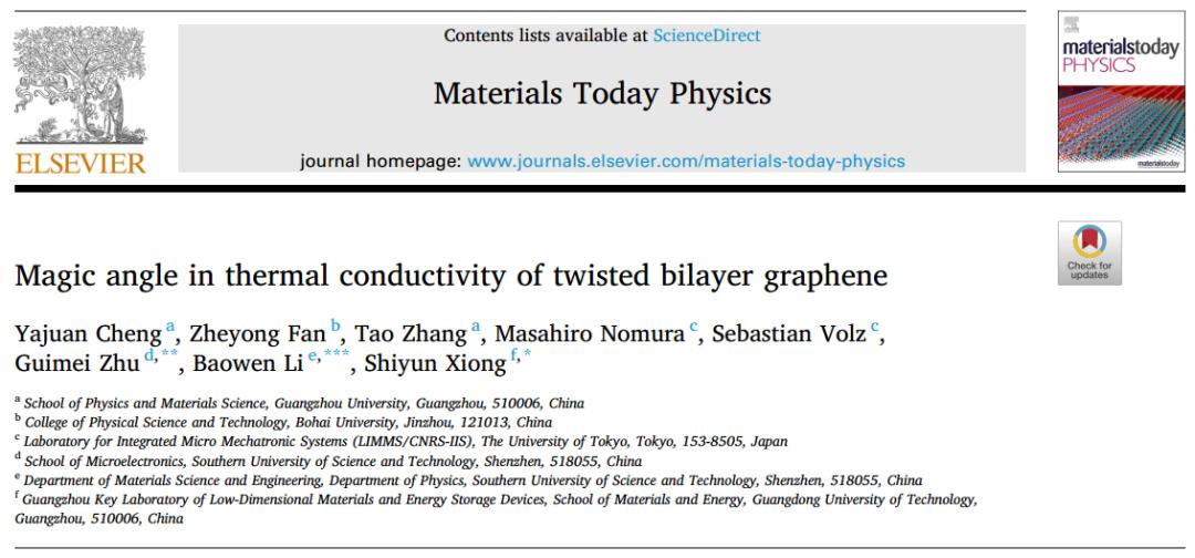 Study on thermal conductivity of magic-angle twisted bilayer graphene ...