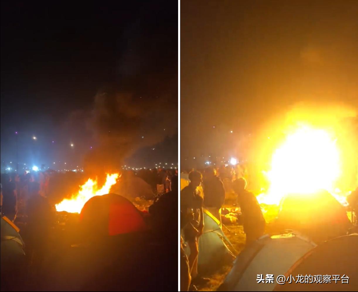 On the last day of the Reading and Leeds Festival, several tents were ...