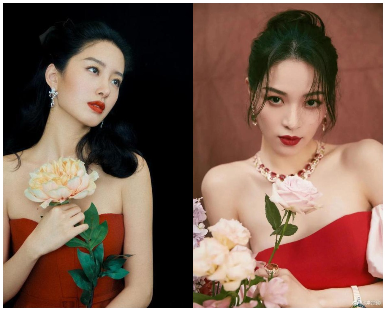 Fashion blockbusters collide with the same pose, Dilireba and Zhao ...