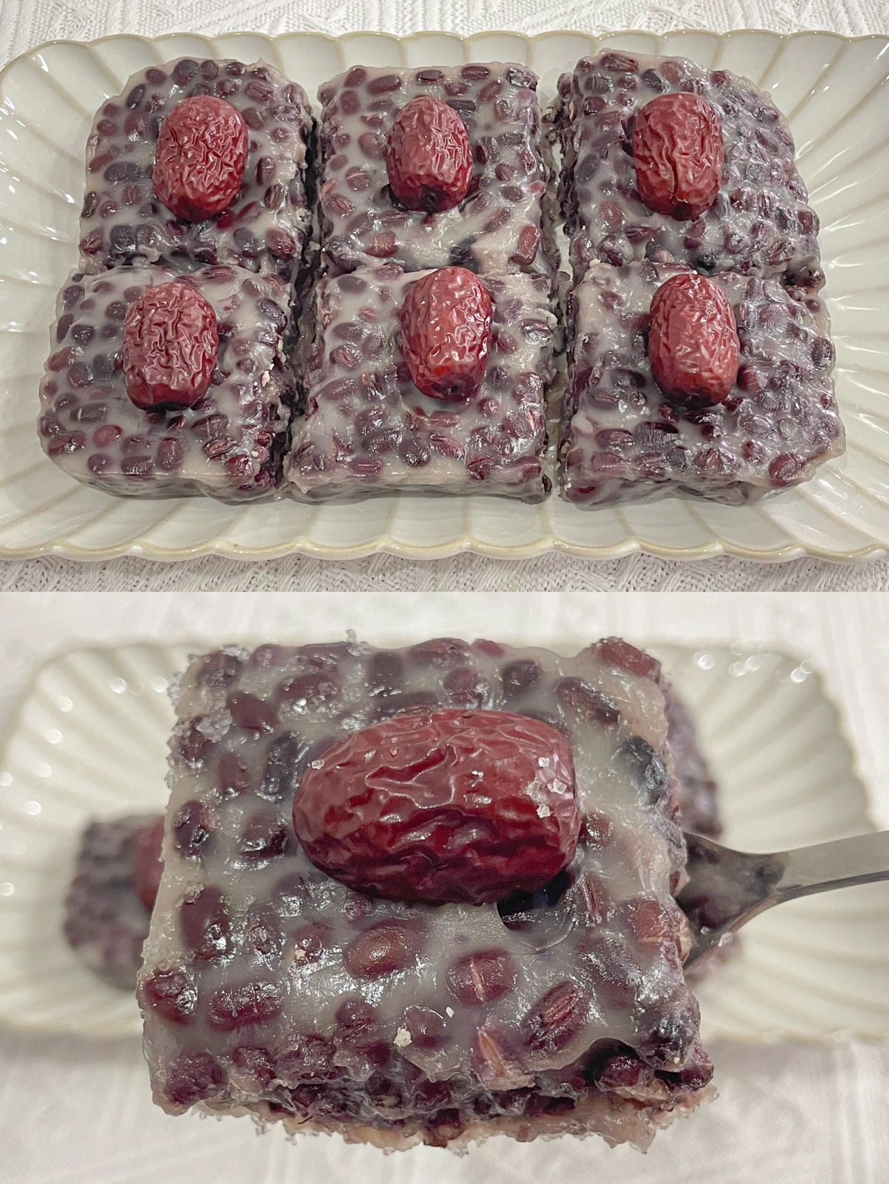 The red bean glutinous rice cake is sweet and soft, and it's so ...