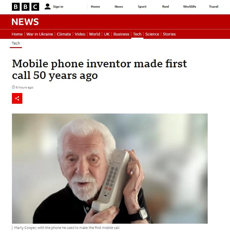 50 years ago today, humans made the first mobile phone call with a ...