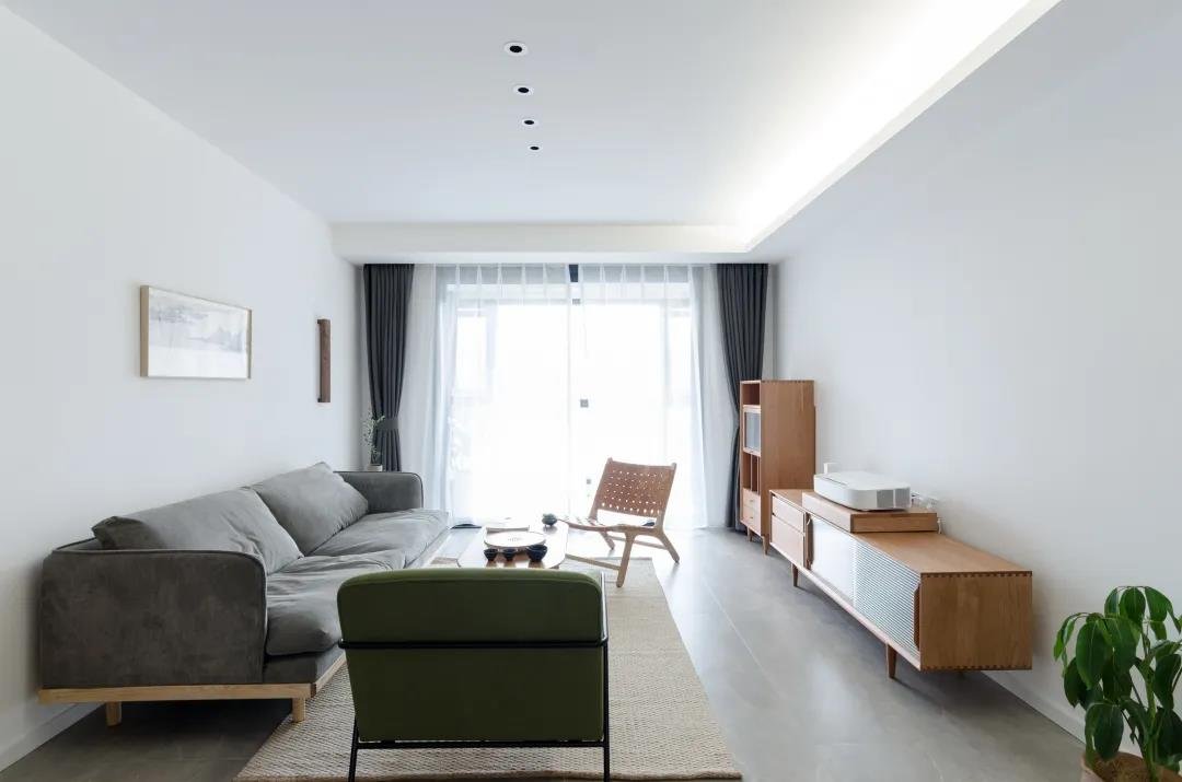 105 square meters simple log style three-bedroom, the living room laser ...