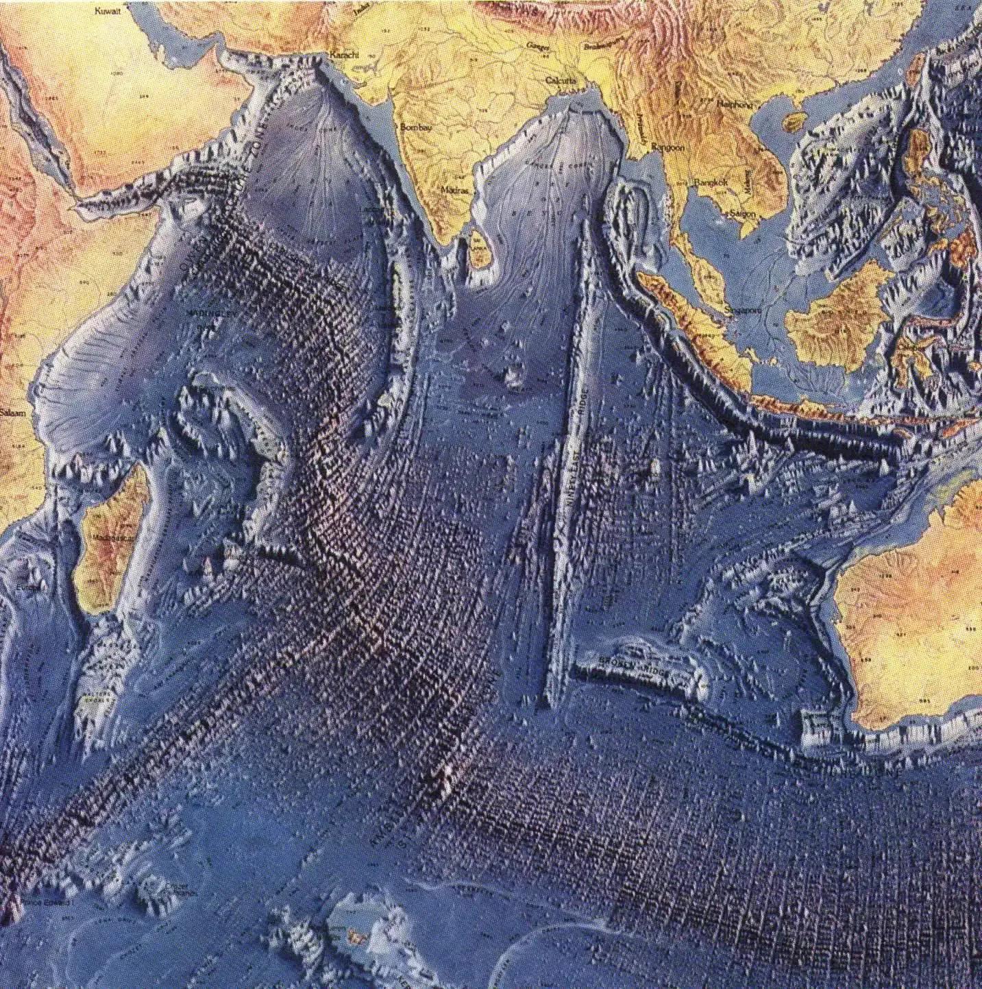 Three-dimensional topographic map of the Indian Ocean - iNEWS