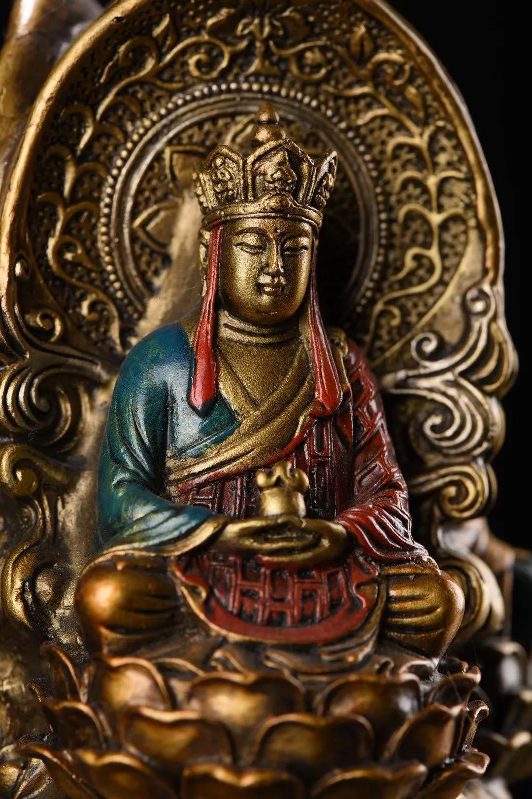 Bronze painted three-faced Buddha - iNEWS