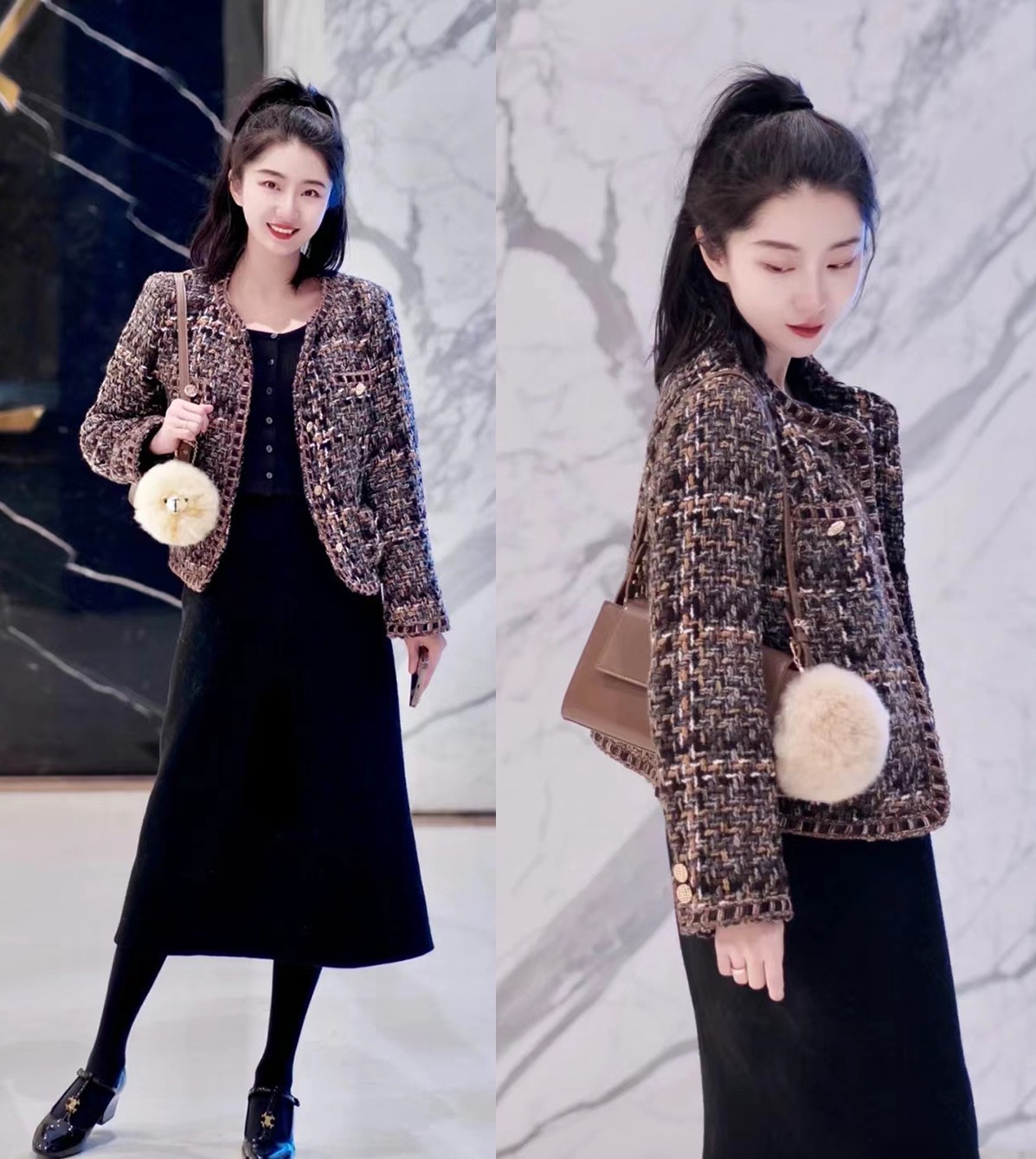 A collocation method is popular this spring! "Short top + skirt" looks ...