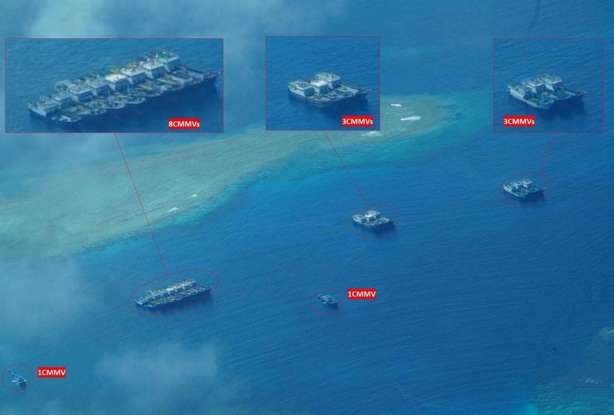 The Chinese fleet assembled at Xianbin Reef, and the South China Sea ...