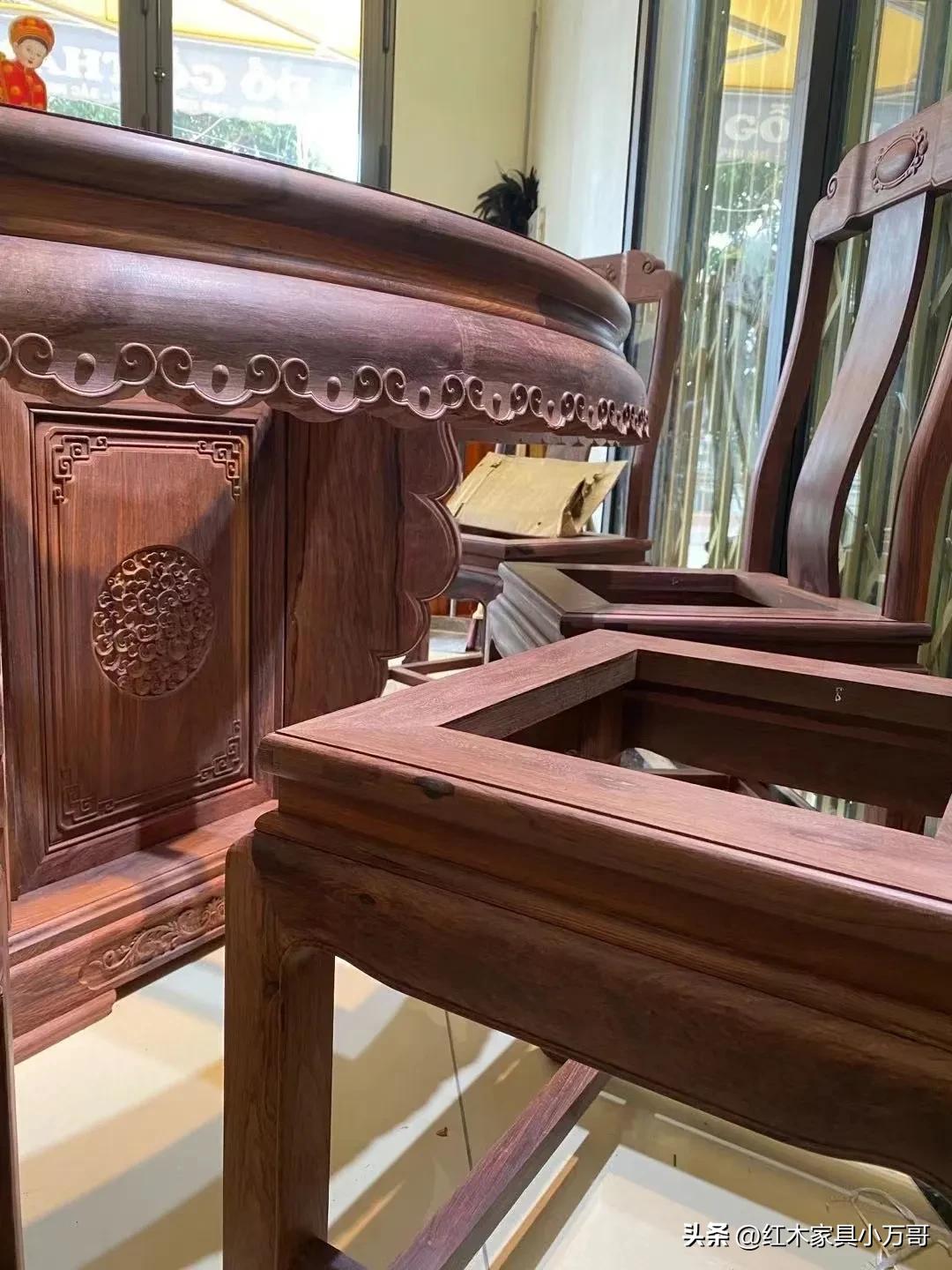 Laos flower branch Bali rosewood red acid branch 160 round table ...