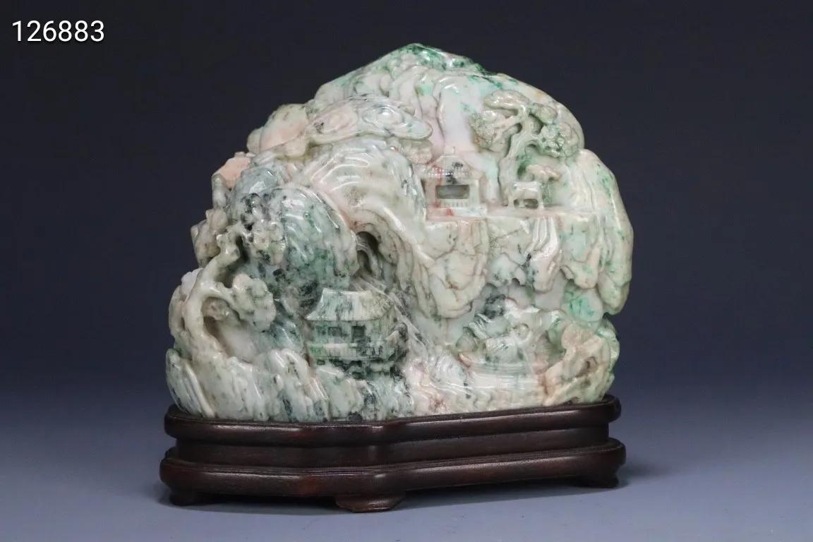 An old jadeite character story Shanzi ornament from the Qing Dynasty ...