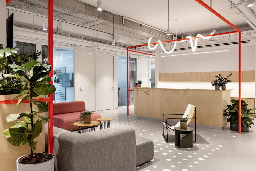 Simple industrial style Israeli game studio Jelly Button office design ...