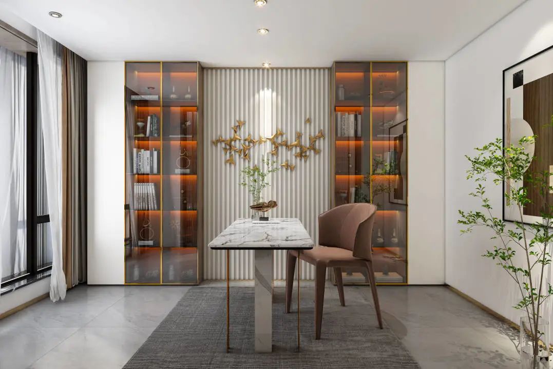 The study is beautifully decorated and practical! Study wall decoration ...