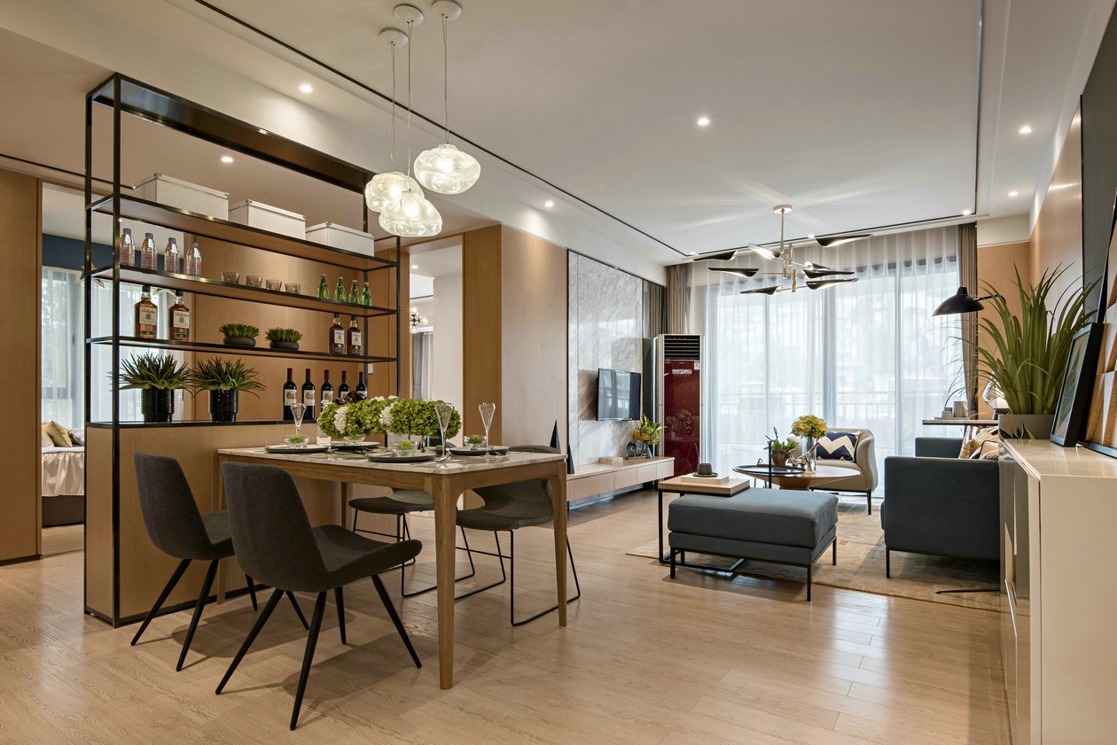 The 98-square-meter simple style family of three incorporates wooden ...