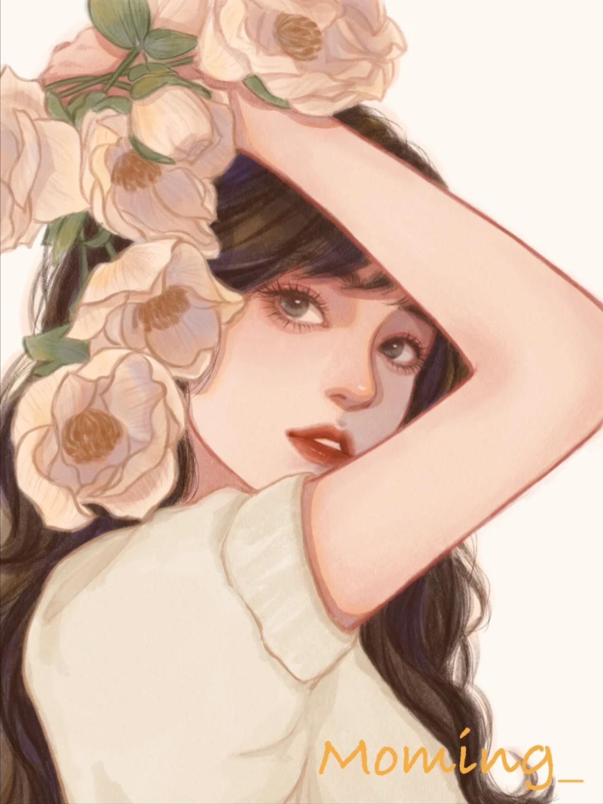 A little cute girl head portrait, the hazy colors seem to return to the ...