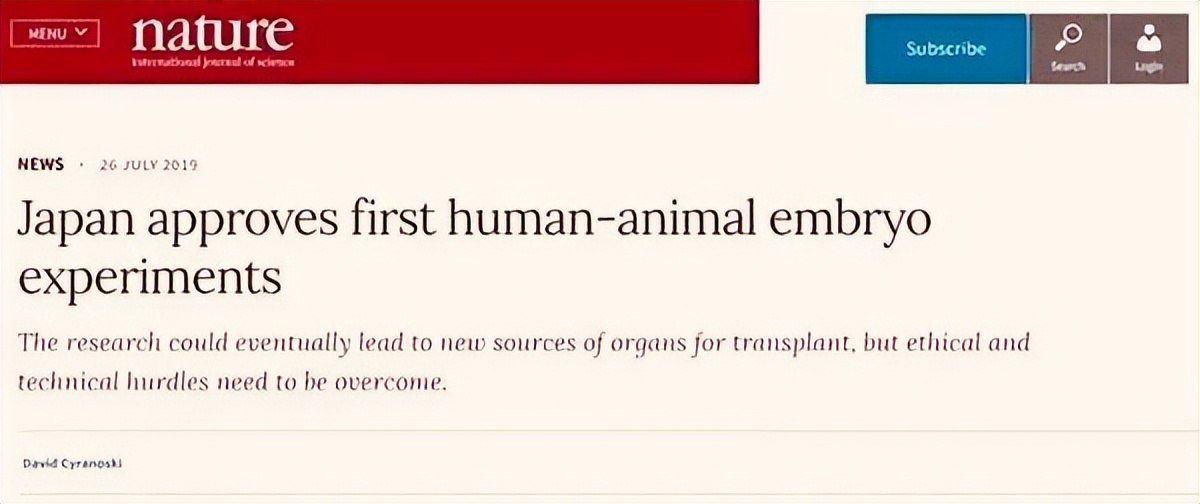 In 2019, Japan approved the "human-animal hybridization experiment". In ...