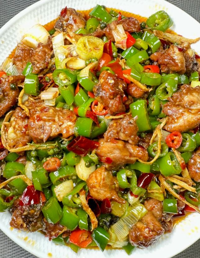 Homemade version of fried chicken with hot pepper, spicy and delicious ...