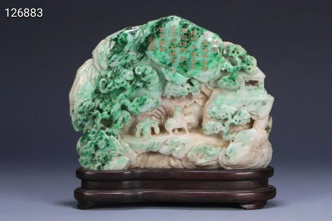 An old jadeite character story Shanzi ornament from the Qing Dynasty ...