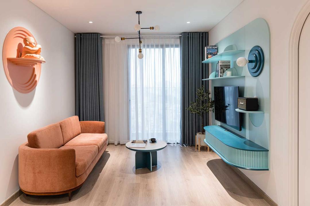 The warm tones of the 89-square-meter Nordic two-bedroom apartment ...