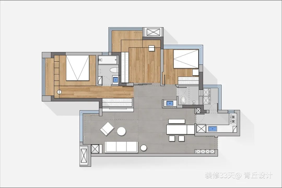105 square meters simple wedding room, interesting bedside table - iMedia