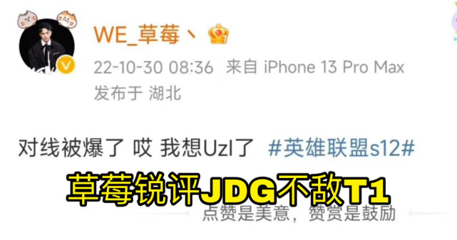 I miss Uzi!Former WE Strawberry Rui commented that JDG lost to T1: the bottom road was ordered ...