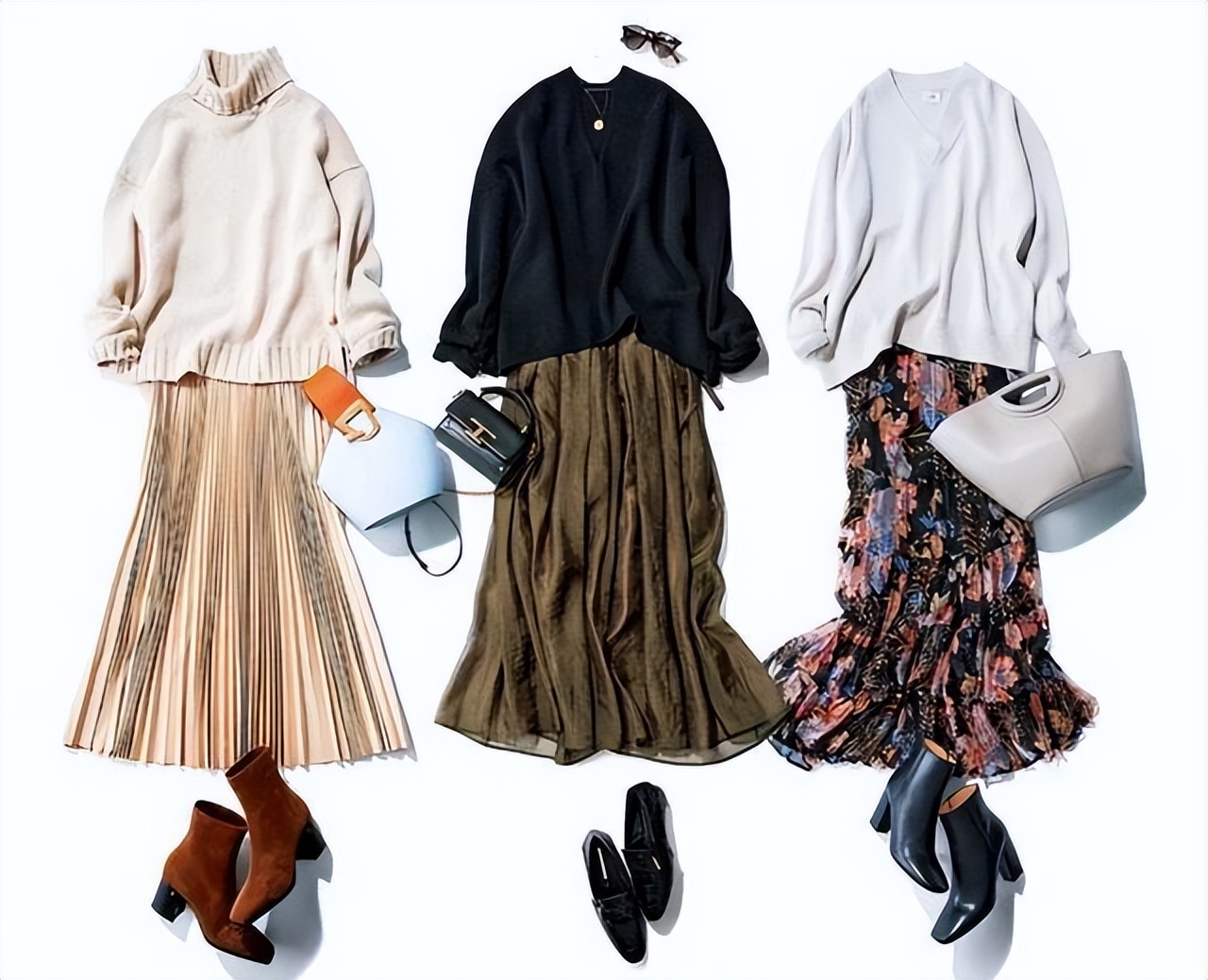Gentle and elegant spring outfit, sweater + skirt matching style is ...