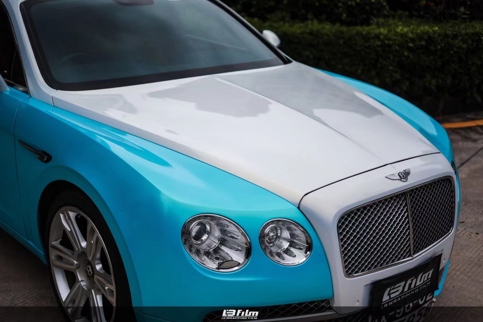 Bentley Continental LB color change film pearl white to gold coral sky ...