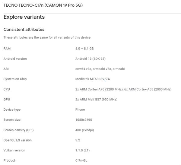 Transsion's new Infinix phone appears in Google's product library ...