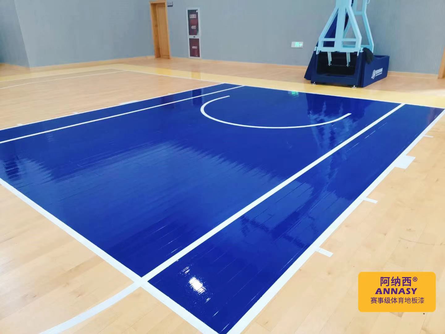 Basketball gymnasium sports wood floor paint brushing and color ...