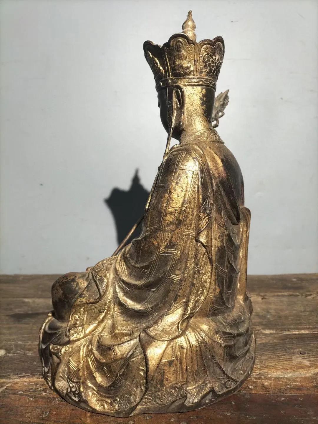 Early collection of pure copper lacquered cinnabar Buddha statue ...