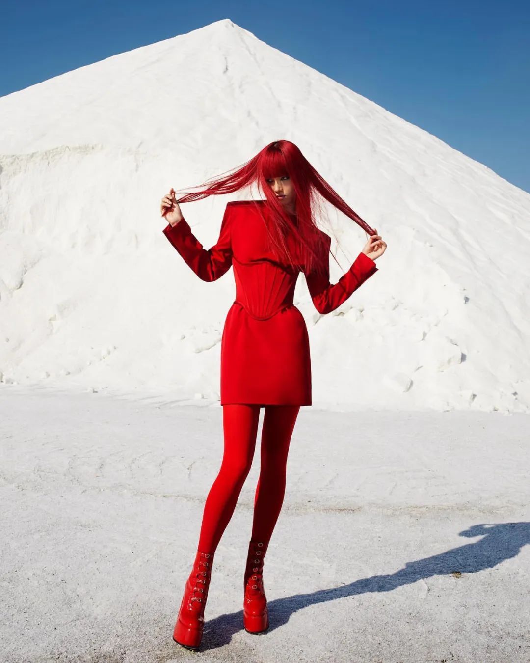 New Chinese supermodel Hong Shulei catches the eye with bright red hair ...