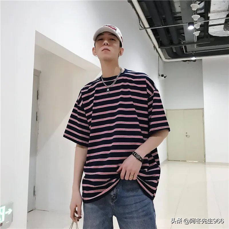 Mens Striped Short Sleeved T Shirt Matching Skills Quick Get If You