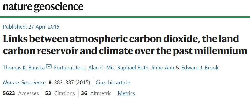 Linkages between atmospheric CO2 concentrations, terrestrial carbon stocks, and climate over the ...