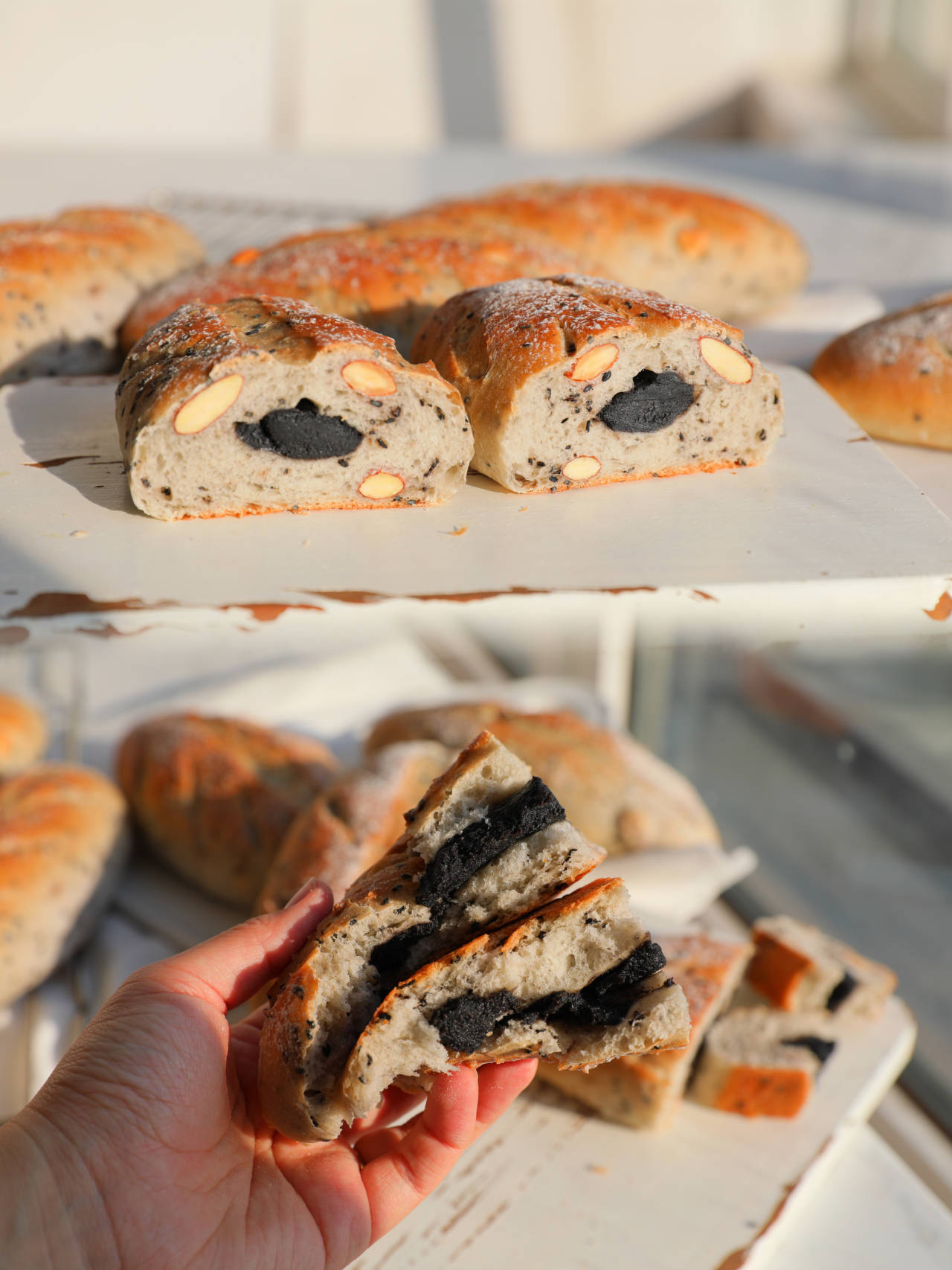 The recipe is simple and delicious!Black sesame soft European bread, so ...