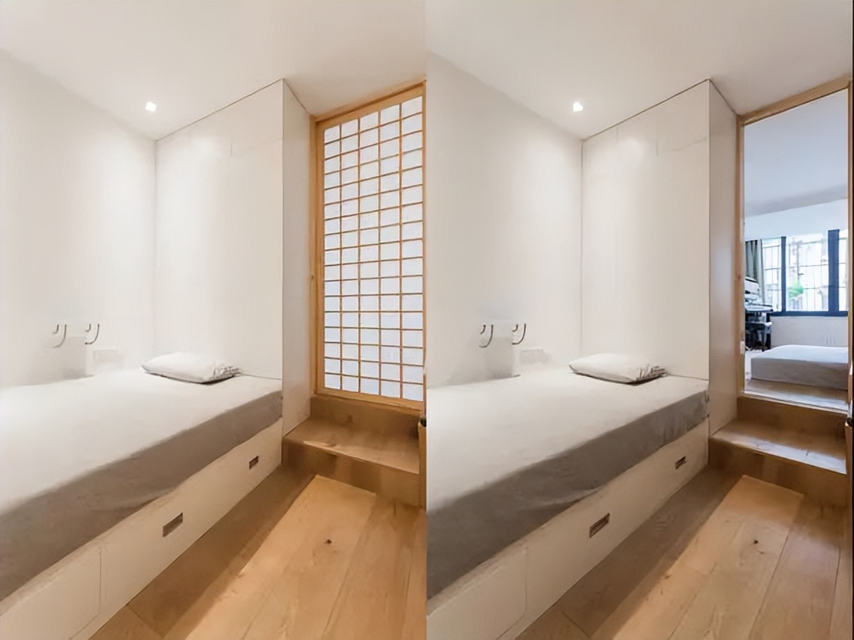 The 34-square-meter small apartment squeezes out two bedrooms, and the ...