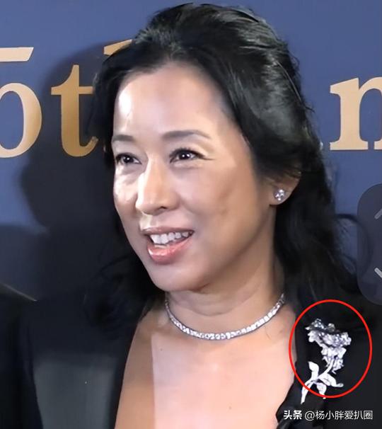 Zhu Lingling shows up with her rich husband!Wearing a pigeon egg brooch ...