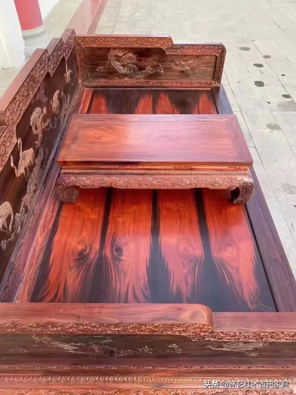 Siamese rosewood (Dalbergia japonica) longevity carved Arhat bed - iNEWS