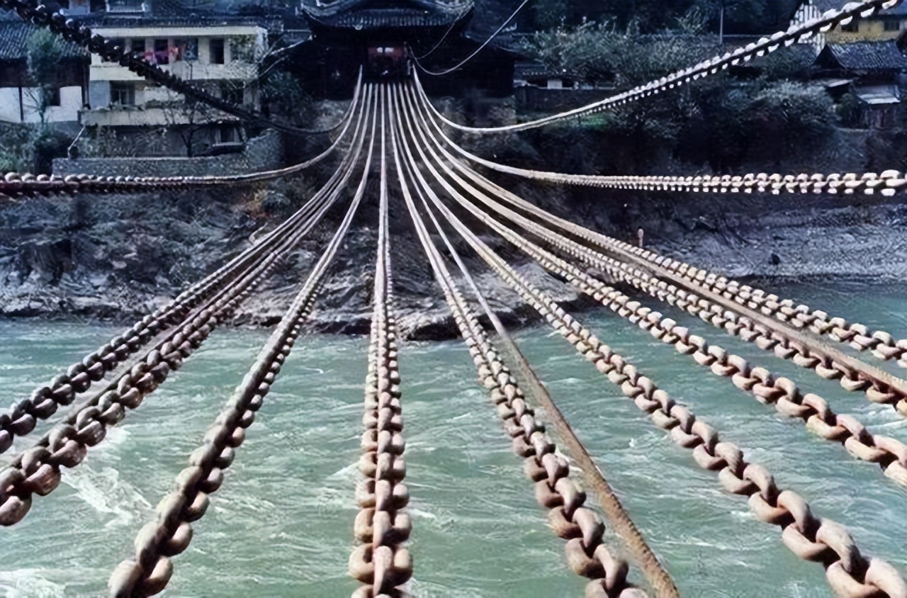 Actual shot of the Luding Bridge, which is more than 300 years old. The ...