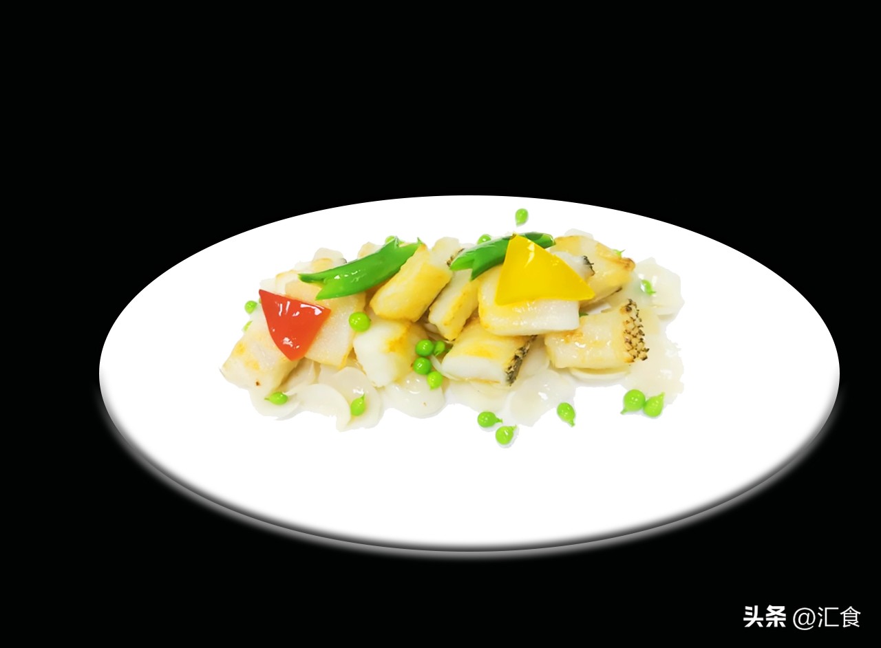 Braised abalone with wild rice stem, fried silver cod with fresh lily ...