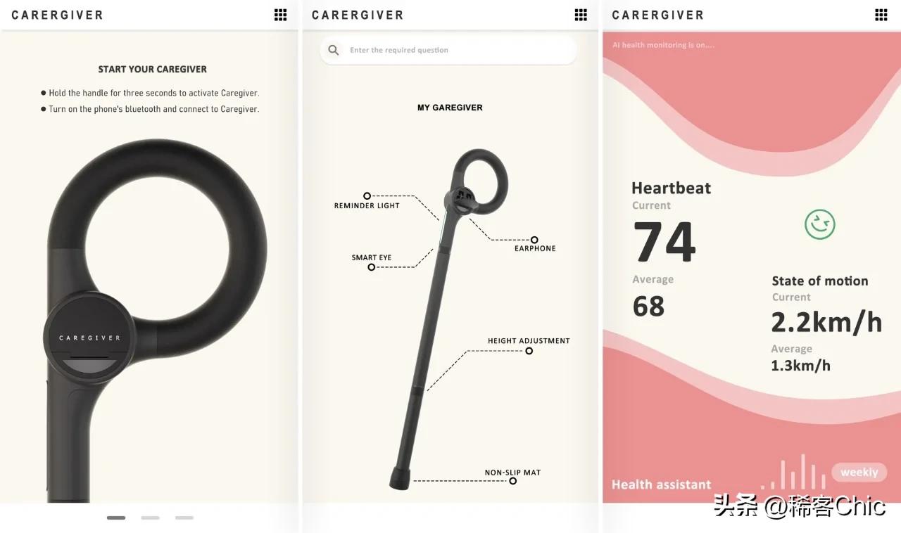 Senior's 'smart cane' comes with bone conduction earphones and object ...