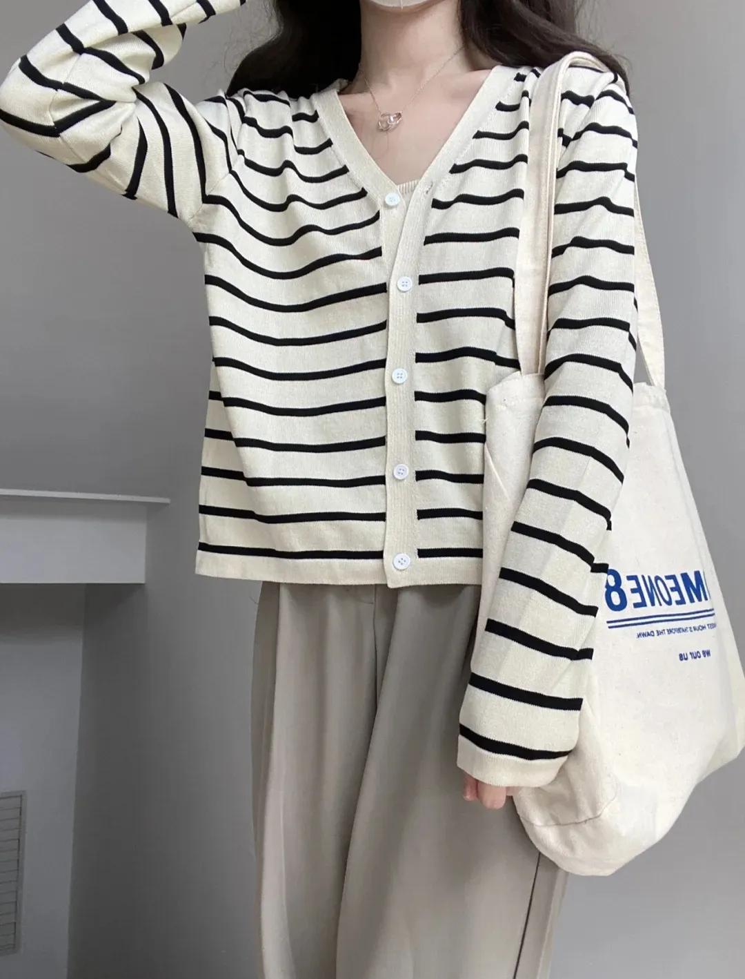Summer and autumn transition series - striped knitted suit yyds - iNEWS