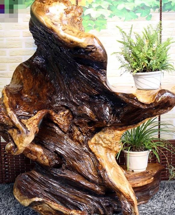 Root carved flower stand with strong artistic atmosphere - iNEWS
