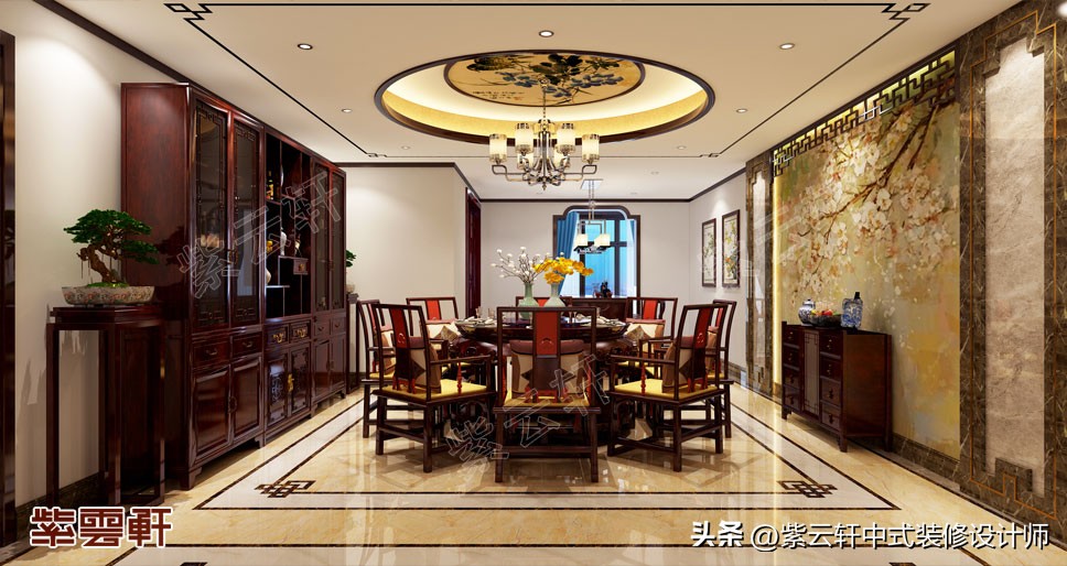Large flat-floor Chinese-style residence, modern Chinese design ...