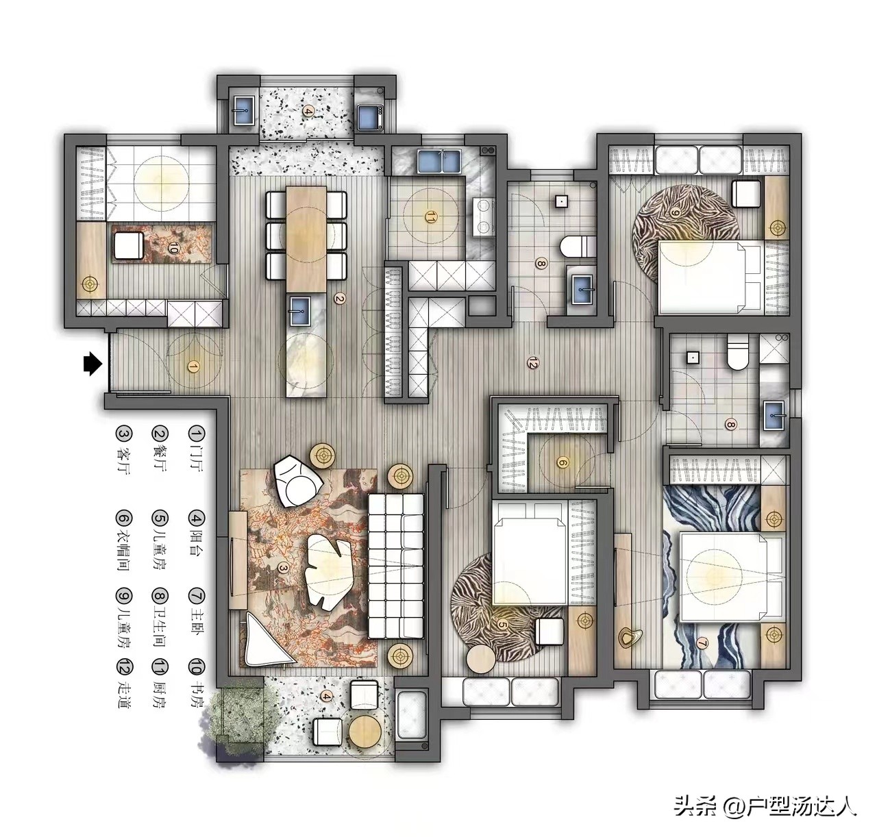 The 158-square-meter four-bedroom, two-hall, and two-bathroom apartment ...