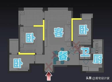 A 93-square-meter small three-bedroom suite with simple, optimized and ...