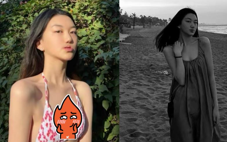 15-year-old Li Yan wears a bikini on vacation!A thread is deliberately tied around the waist ...
