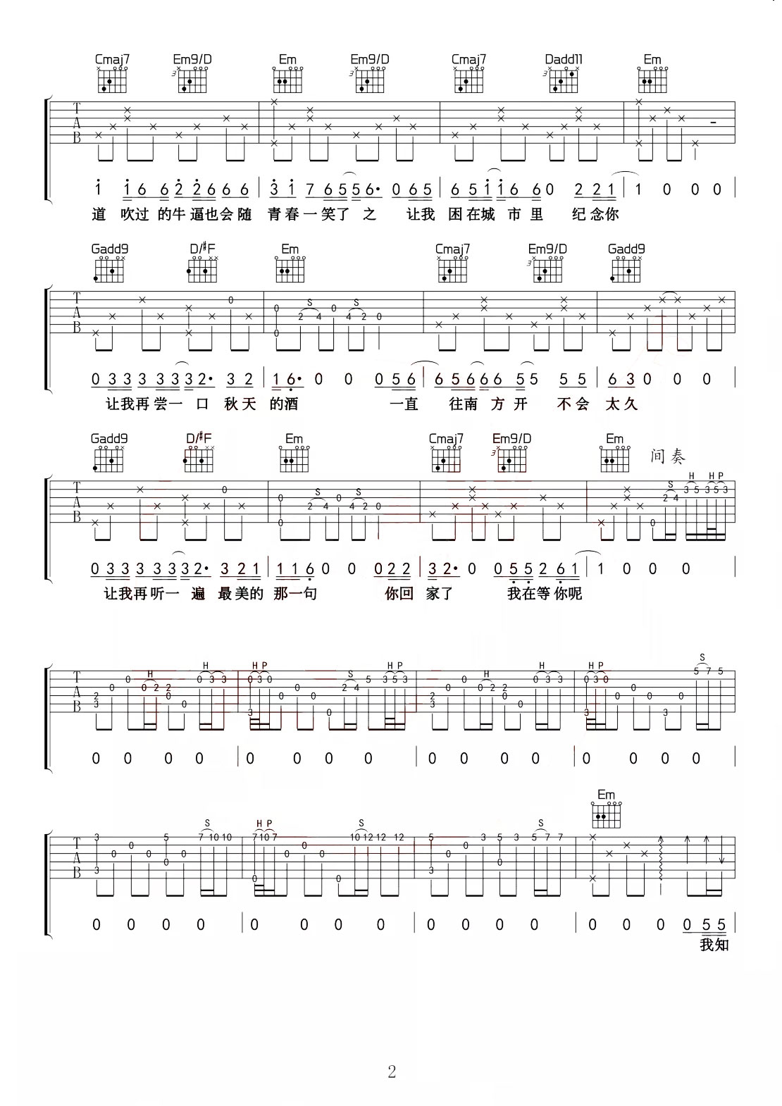 Song Dongye's "Anhe Bridge" guitar score - iNEWS