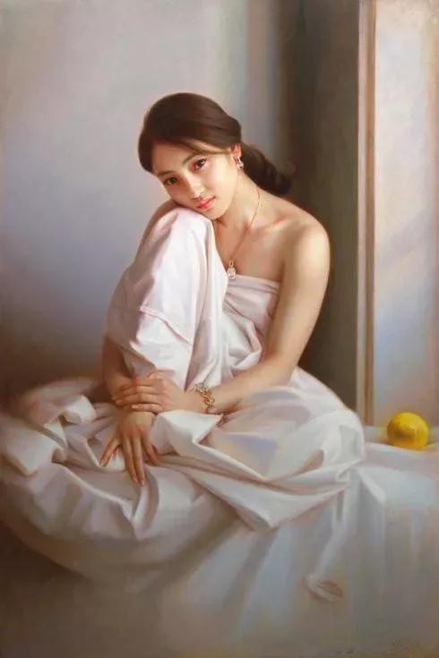 Chinese and foreign oil painters painted beautiful women wrapped in ...
