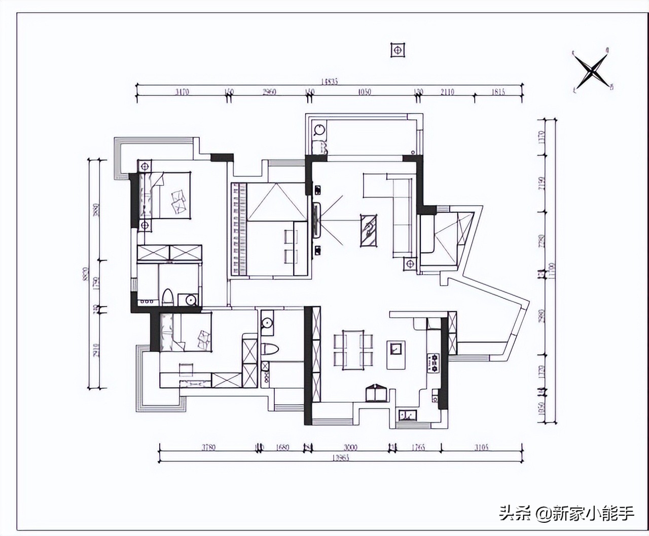 His house is 116 square meters in the new Chinese style, the whole ...
