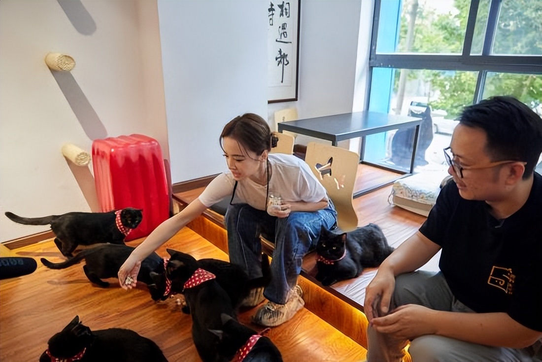 Jolin Tsai's visit to Wuhan Black Cat Public Welfare Coffee House made ...
