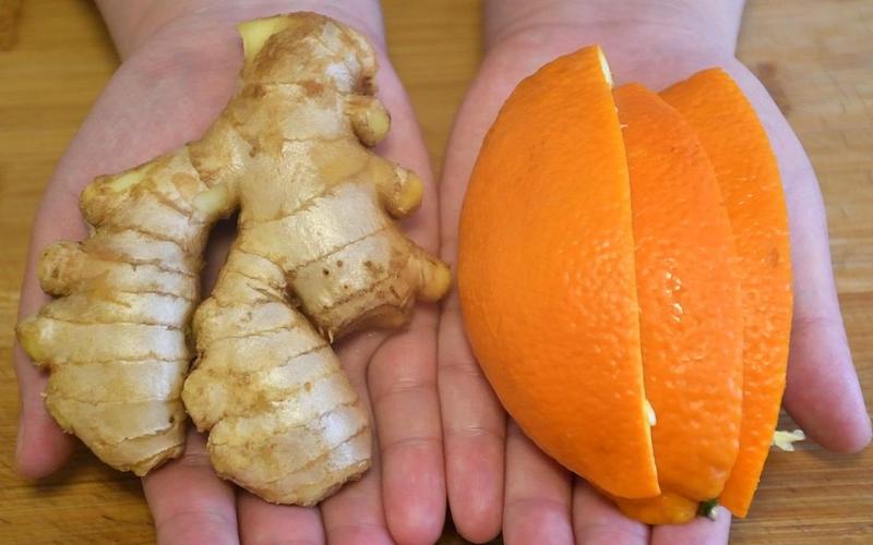 Ginger and orange peel, this is the first time I have seen this method ...
